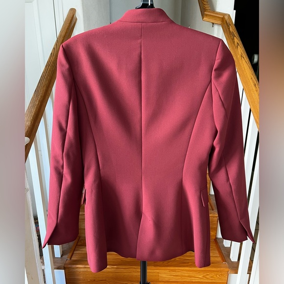 Zara | Jackets & Coats | Zara Maroon Red Collarless Blazer With Single ...